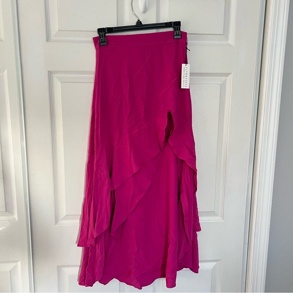 Flynn Skye | Skirts | New Flynn Skye Nadia Ruffle Midi Skirt Fuchsia ...